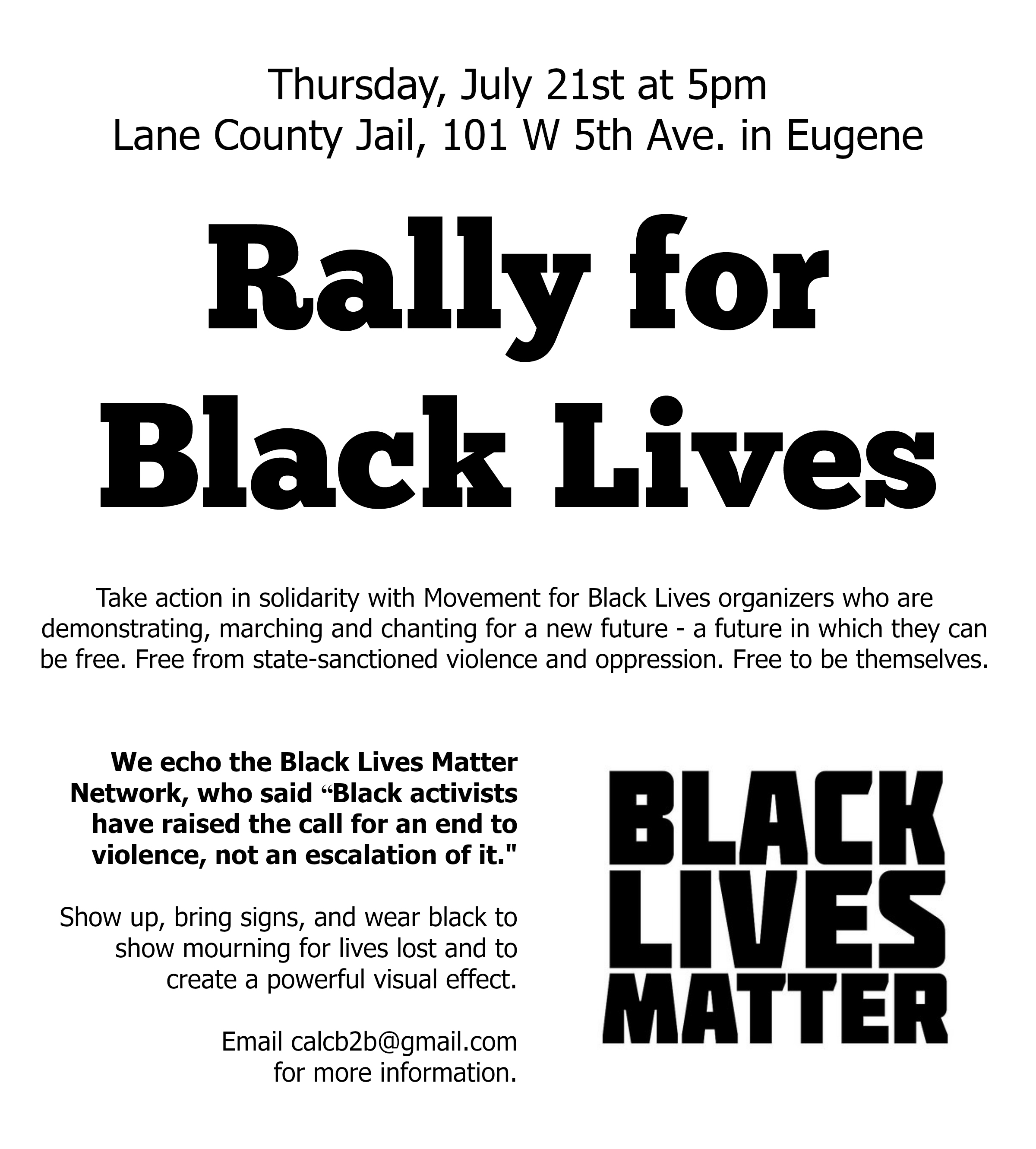 Rally for Black Lives flyer – Community Alliance of Lane County